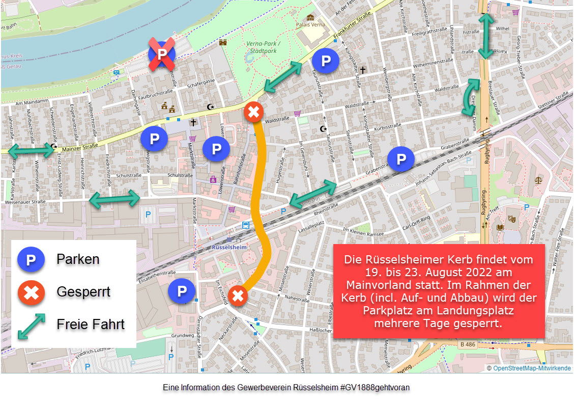 Sperrung des Landungsplatz für die Rüsselsheimer Kerb 2022 ...
